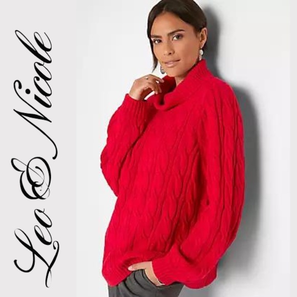Leo & Nicole | Sweaters | Leo Nicole Chunky Red Cable Knit Sweater | Poshmark